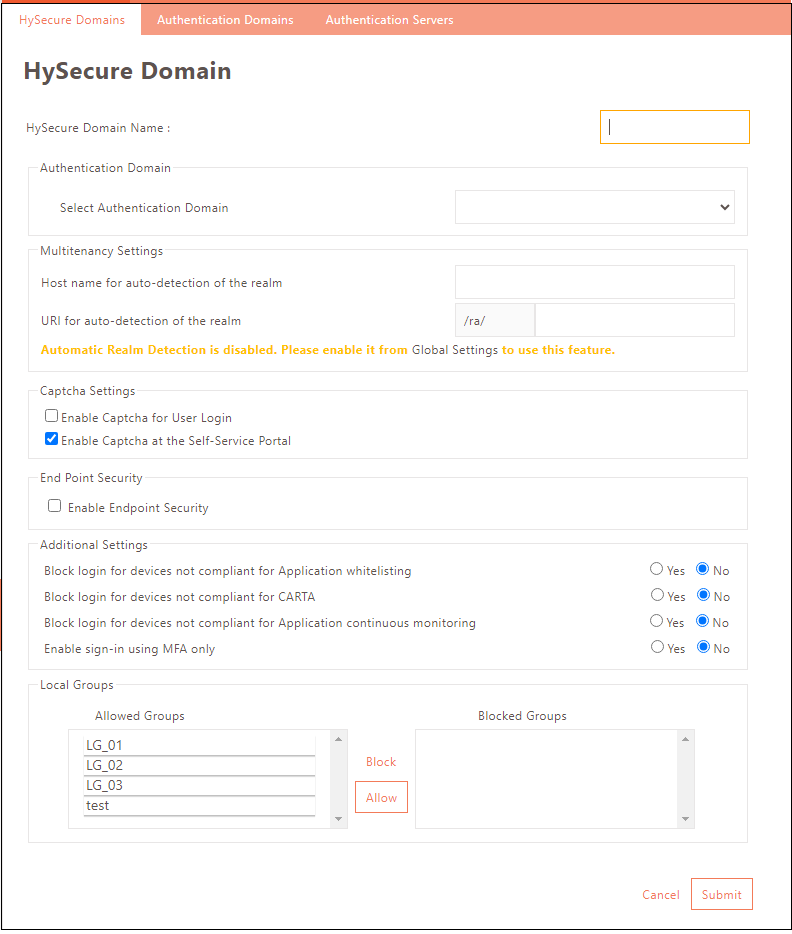 HySecure Domain - Accops HySecure 5.4 Knowledge Center